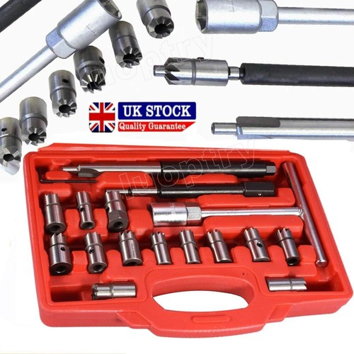 17pcs Universal Diesel Injector Seat Cutter Cleaner Tool Carbon Remover ...
