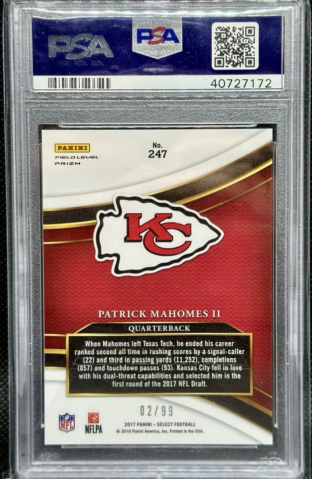 2017 Panini Select Patrick Mahomes II Prizm Tri Color Rookie RC 🔥#2/99 ...
