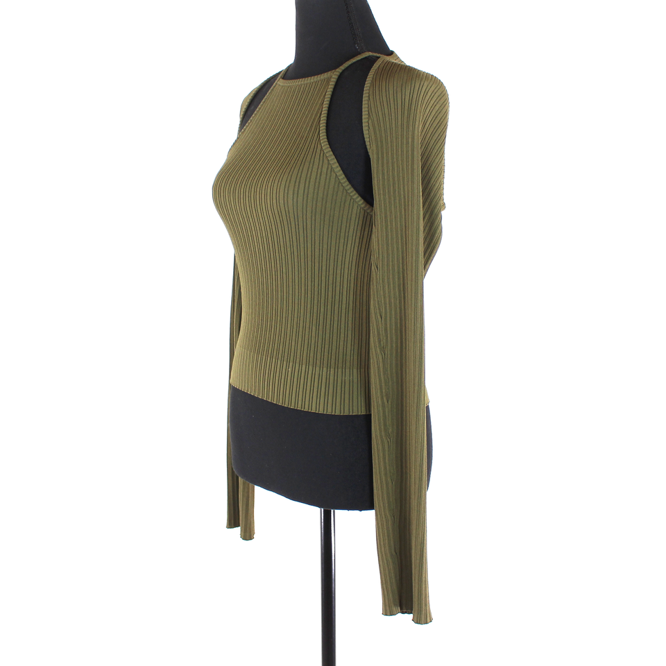 NICHOLAS Luna Khaki Green Rib Knit Racerback Tank Shrug Set S NEW ...