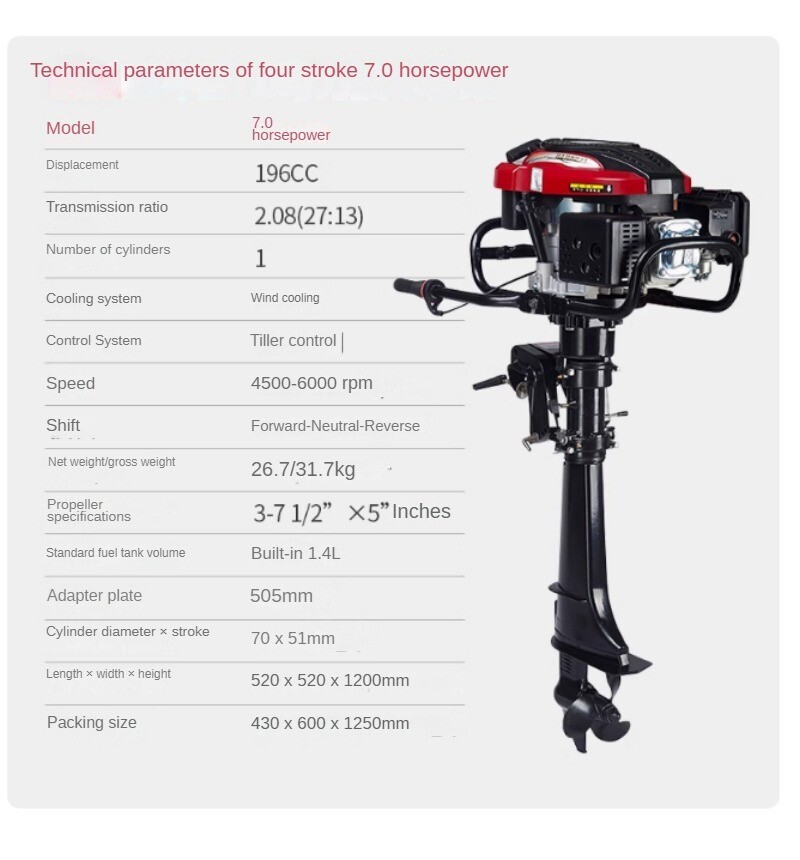 Hangkai 4 Stroke Heavy Air Cooled Outboard Motor Fishing Boat Engine | eBay