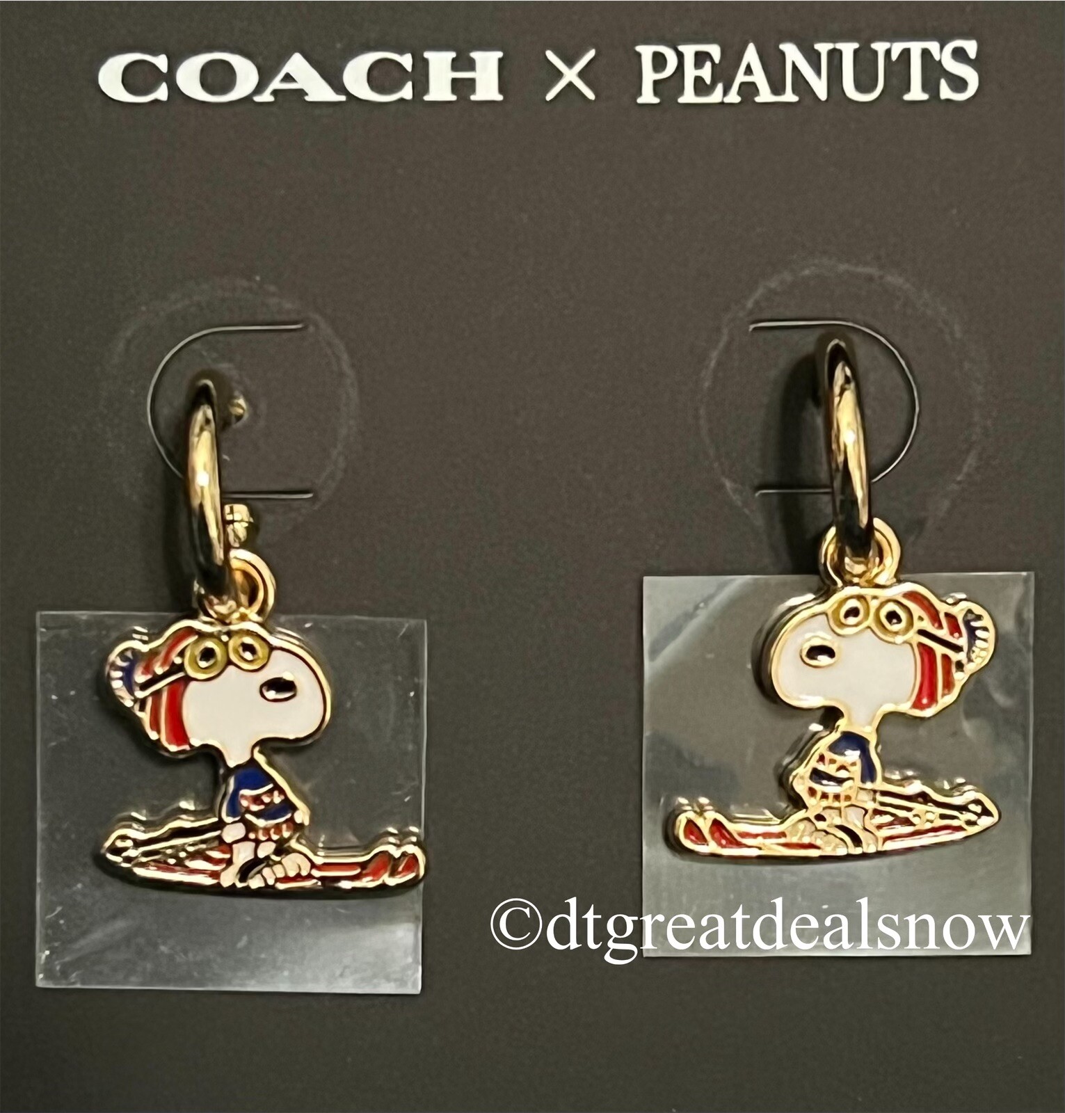 Coach X Peanuts Snoopy Ski Huggies Earrings CG048 for sale online | eBay