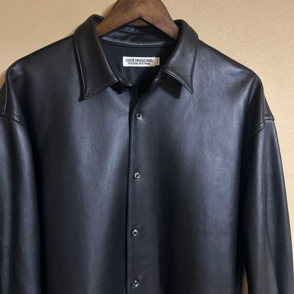COOTIE Sheep Skin Leather Shirt Men’s Black Size M Used 23AW | eBay UK