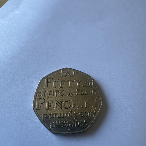 Johnson's Dictionary 1755 Saxon plural of penny 2005 RARE 50P fifty ...