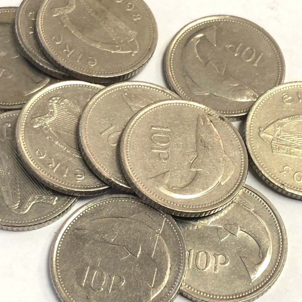 IRELAND 10 PENCE Salmon - Irish Fish Coin (1993 - 2000 type), 22mm, KM ...