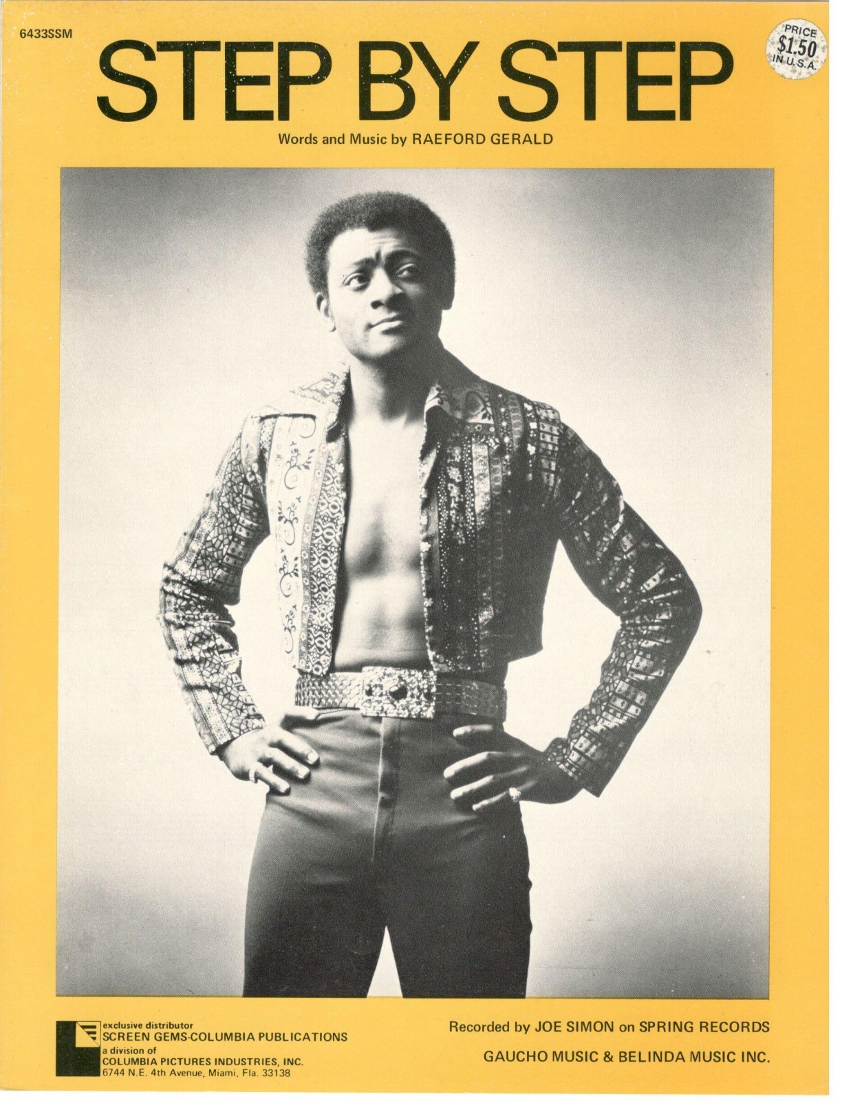 JOE SIMON "STEP BY STEP" SHEET MUSIC-PIANO/VOCAL/GUITAR/CHORDS-1973 ...