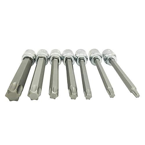 7 PCS Extra Long Torx Star Bit Socket Set, T25-T60 CR-V "3/8" Drive ...