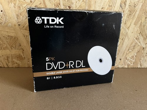 5 x TDK DVD+R DL Double Layer 8.5GB White Printable in Jewel Case Blank ...