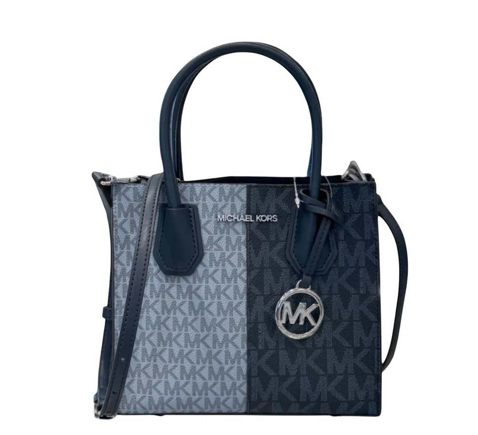 MICHAEL KORS MERCER MD SATCHEL SHOULDER MESSENGER BAG MK NAVY MULTI ...