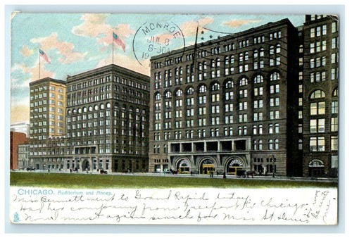 1908 Chicago Illinois IL, Auditorium And Annex Building Tuck's Postcard ...