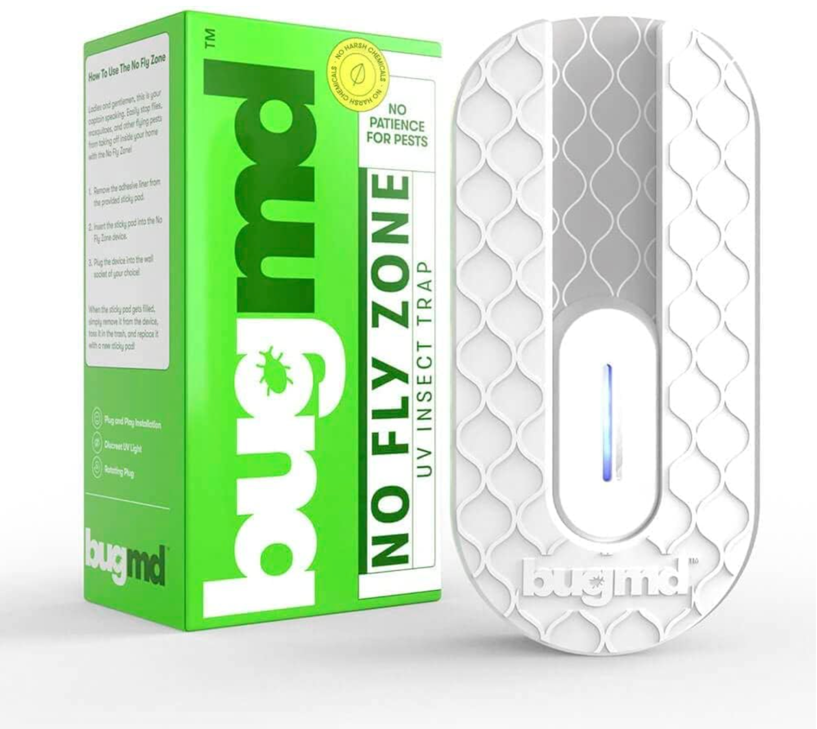 BugMD No Fly Zone Refillable UV Bug Zapper, Mosquito Zapper, Flying Insect Trap | eBay