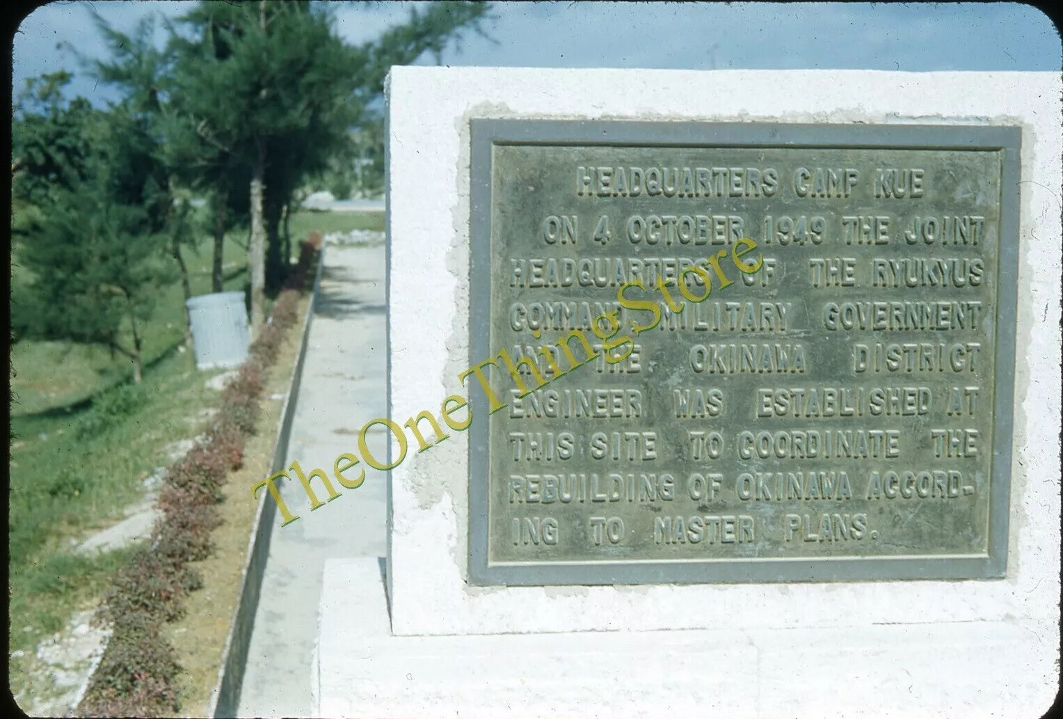 Okinawa Japan Camp Kue Plaque Memorial 1950s 35mm Slide Red Border ...