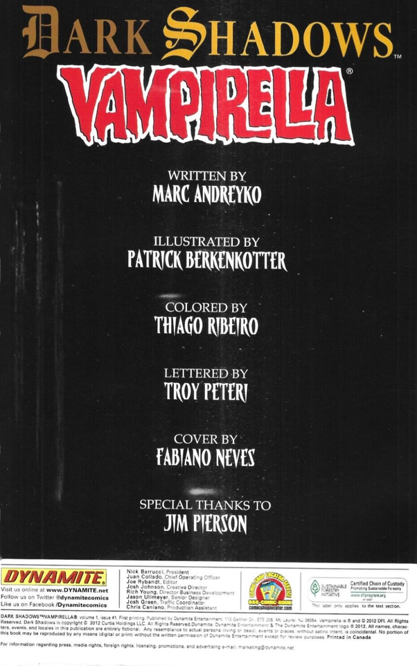 Dark Shadows Vampirella Comic 1 First Print Cover A Neves 2012 Marc ...