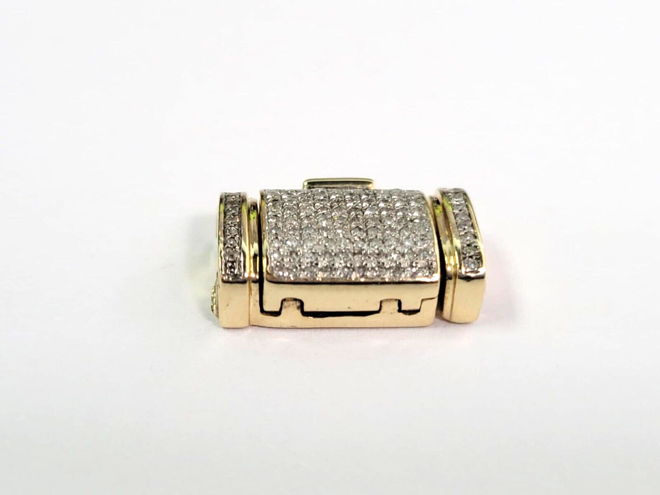 10K Yellow Gold Diamond Box Clasp Accessory 10MM Pave Set Double Lock ...