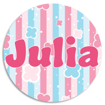 Julia - 10 Pack Circle Stickers 3 Inch - Name Tag Water Bottle School ...