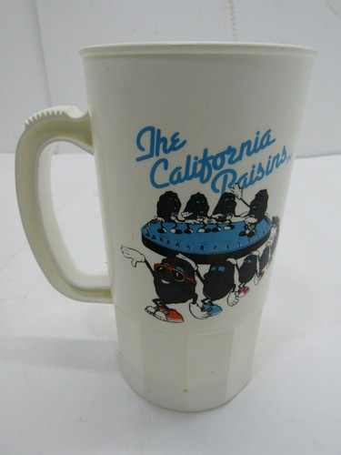 OLD VINTAGE TALL PLASTIC MUG CUP CALIFORNIA RAISINS GIANT SUPER GULP ...