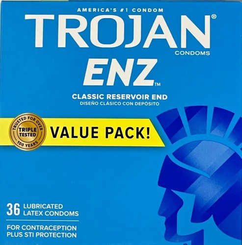 Trojan ENZ Latex Lubricated Contraception Plus Condoms - 36 Count Expires-2027 | eBay