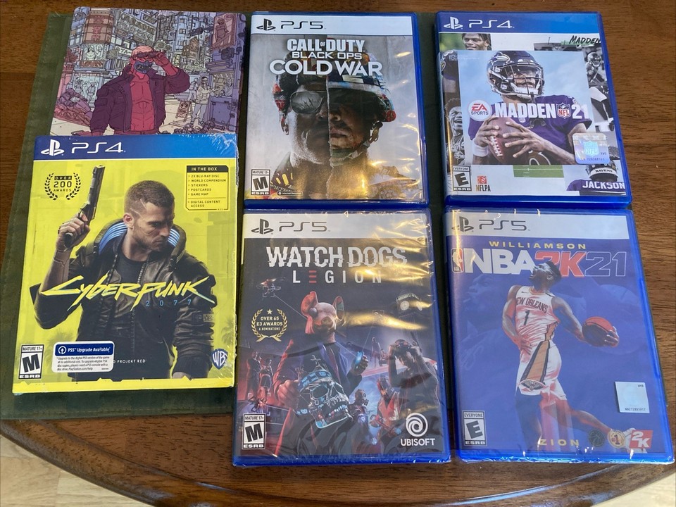 Lot Of 5 PS5 COD Cold War Watchdogs legion NBA 2K21 PS4 Cyberpunk 2077 ...