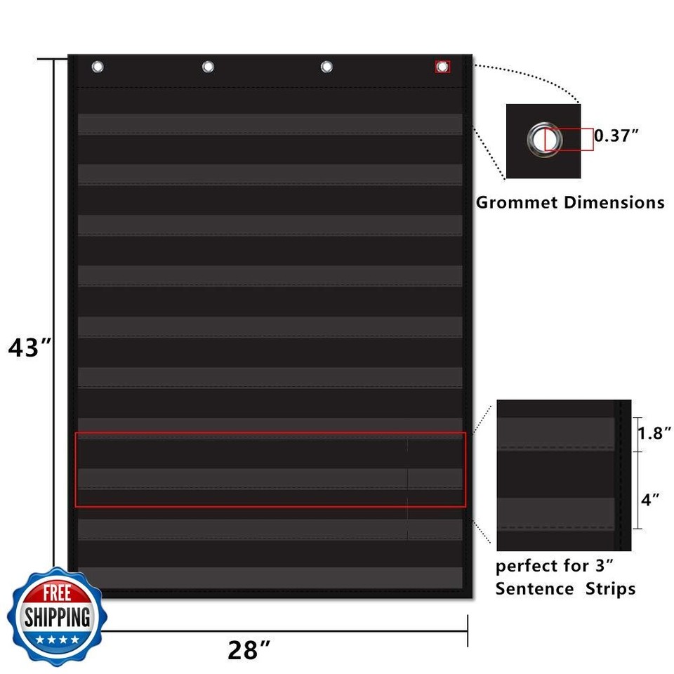 Standard Pocket Chart Clear 10 Pockets Chart for Classroom and Home Heavy Dut | eBay