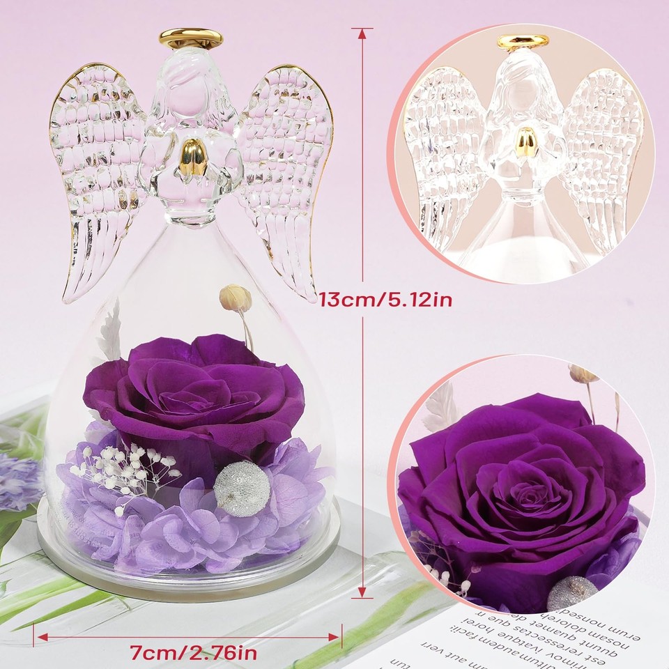 Preserved Flower Real Rose Angel Figurines Gifts For Mom Grandma ...