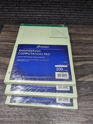 2ea TOPS Engineering Computation Pad 8 1/2 x 11 Green 200 Sheets 35500 ...