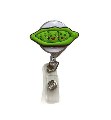 THREE PEAS IN A POD Retractable Name Tag ID Badge Holder Reel 3D Nurse ...