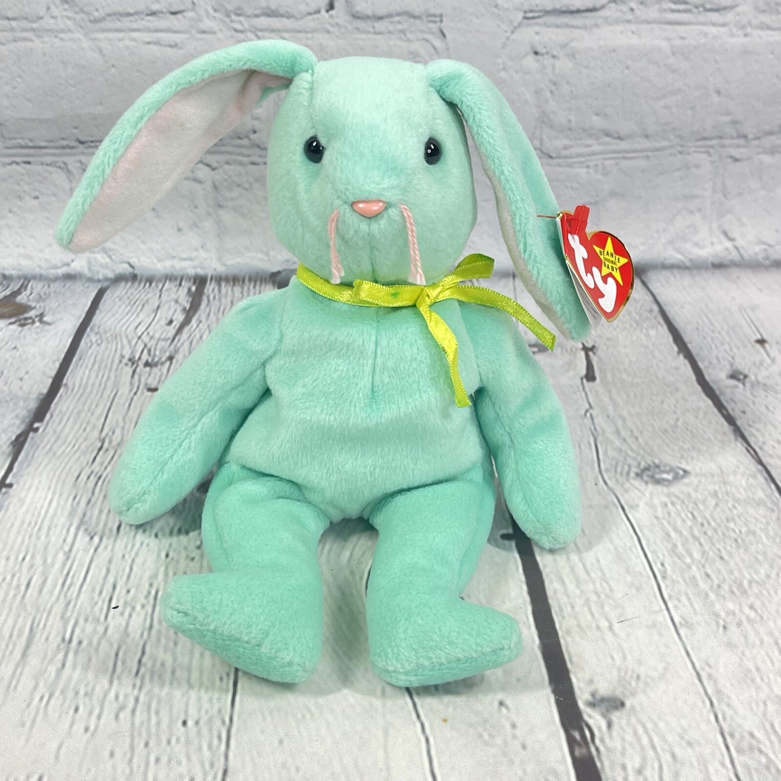 TY Beanie Babies Hippity the Green Bunny Rabbit Animal Plush Toy with ...