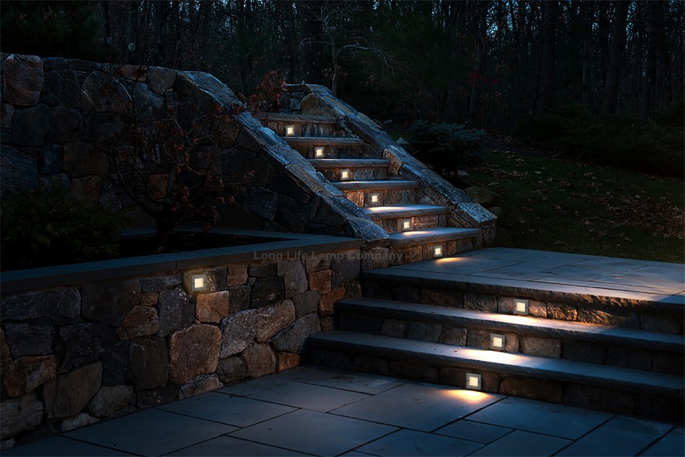 1w Mini LED Brick Light Outdoor Step Wall Light 70mm Square IP54 Cool ...
