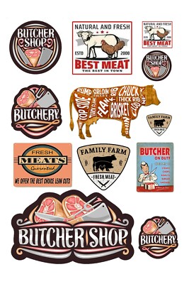 1:87 HO scale model butcher shop meat store signs | eBay