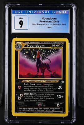 CGC 9 MINT HOUNDOOM 8/64 NEO REVELATION 1ST EDITION HOLO POKEMON CARD ...
