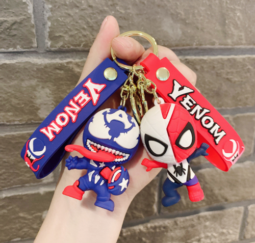 2 Styles Disney Marvel Venom Spider-man PVC Hanger Pendant Keychains ...