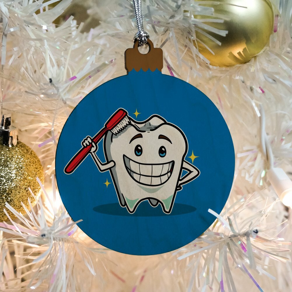 Happy Tooth Toothbrush Dentist Wood Christmas Tree Holiday Ornament | eBay