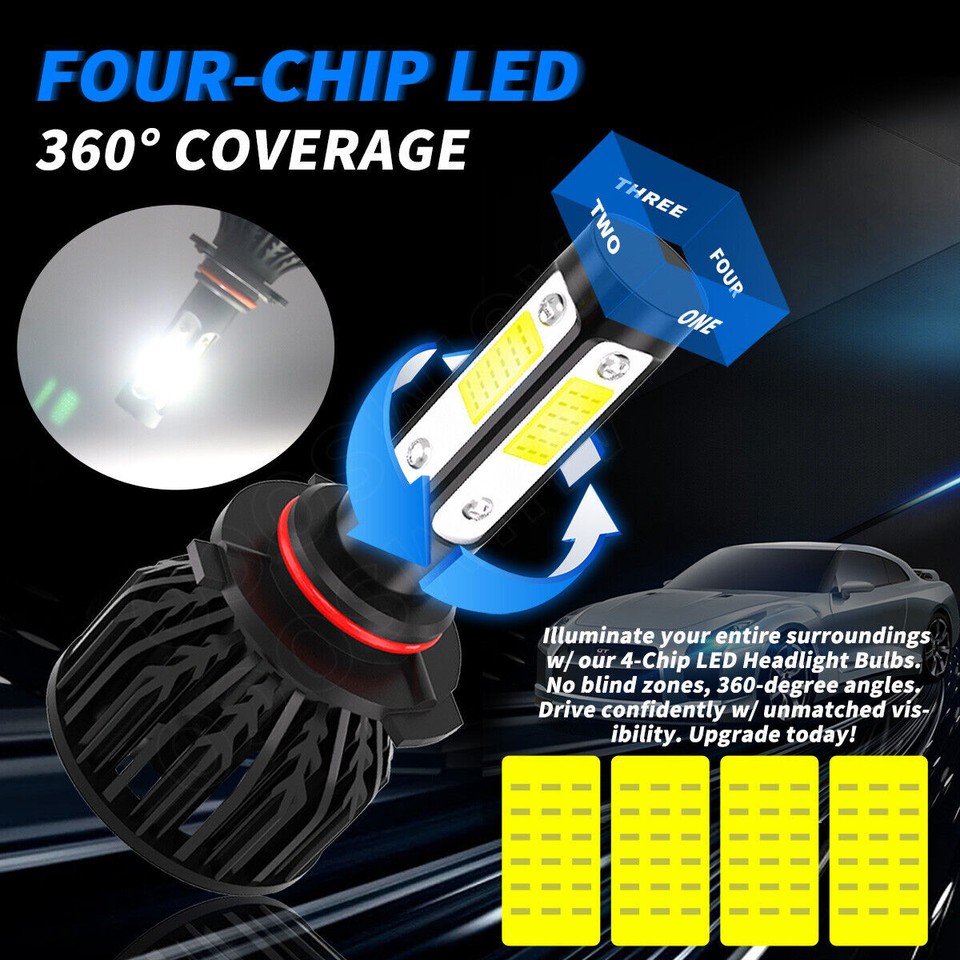 H11 9005 LED Headlight Super Bright Bulb Kit 10000K White 360000LM High ...