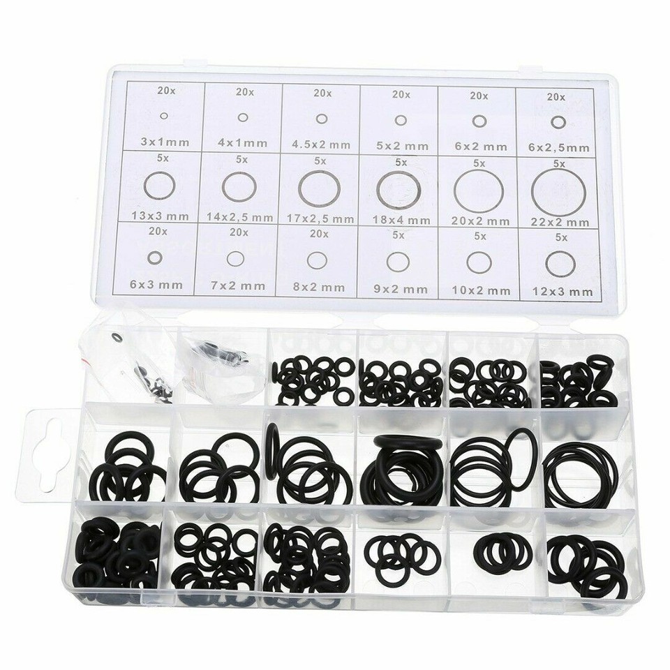 225Pcs Rubber O-Ring Assortment Set Gasket Hydraulic Automotive Seal ...