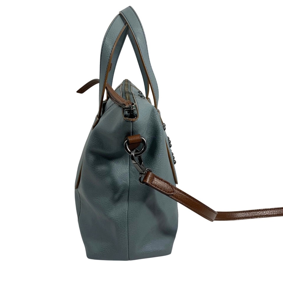 FOSSIL Dusty Blue & Brown Vegan Leather Studded Shoulder Crossbody Bag ...