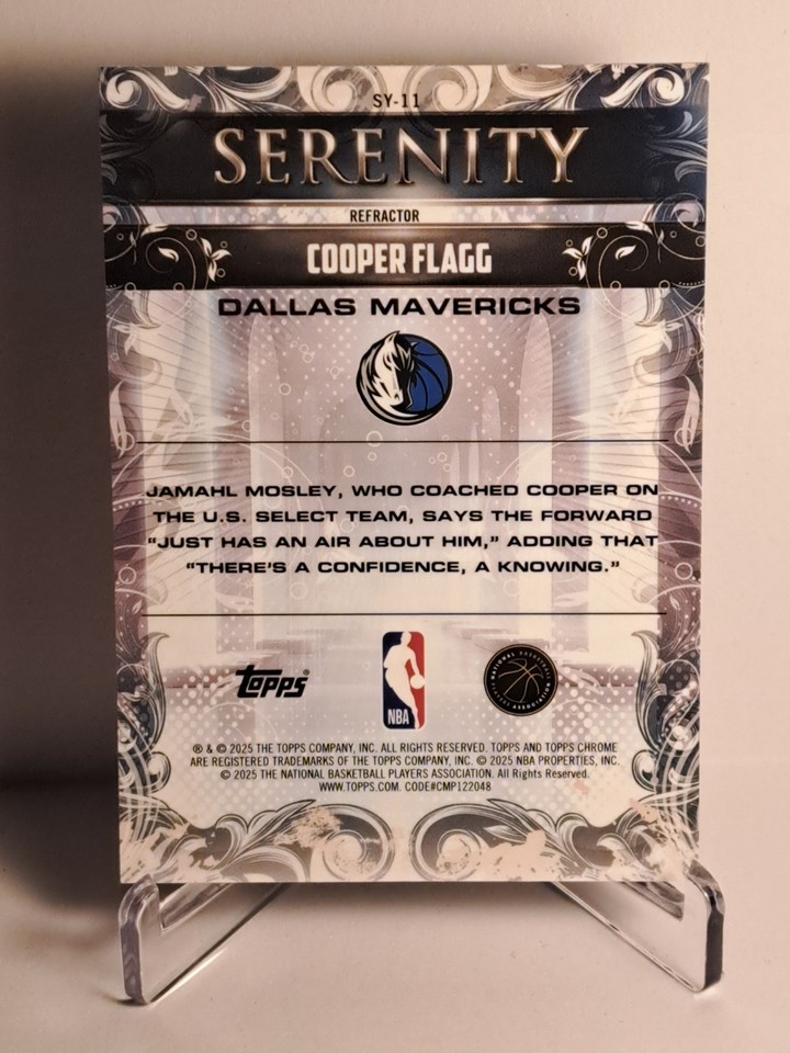 2025-26 Topps Chrome Cooper Flagg Serenity Refractor RC #SY-11 Rookie ...