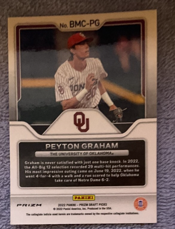 PEYTON GRAHAM OKLAHOMA 2022 SILVER Prizm Draft Picks BRILLIANCE #BMC-PG ...