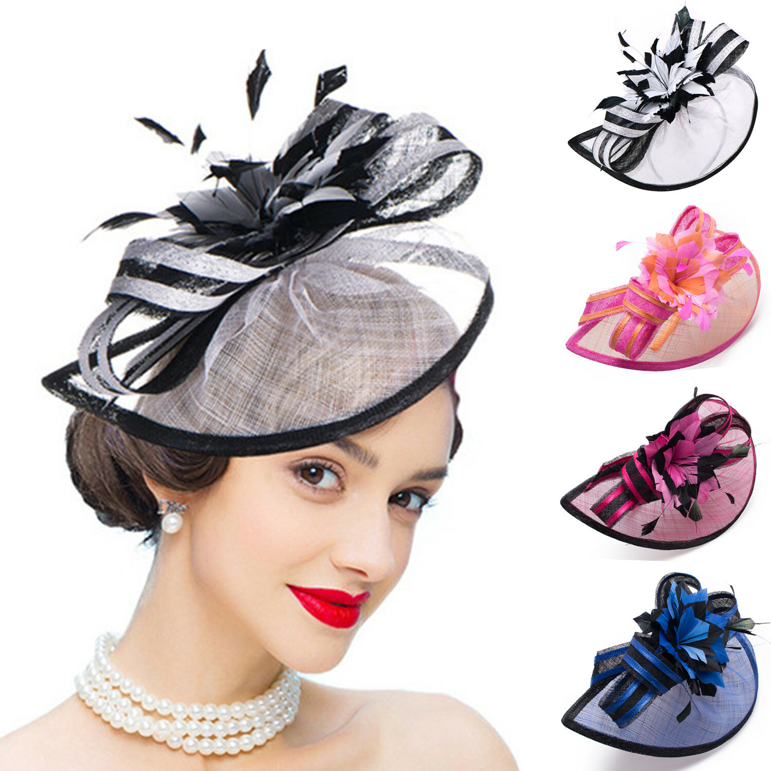 Womens Sinamay Quill Disc Fascinator Hat Headband Occasion Wedding Hats ...