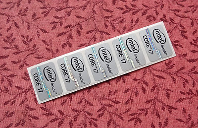 Lot of 10 Intel Core i7 Inside Gray Silver Stickers 15.5 x 21mm 2012 ...