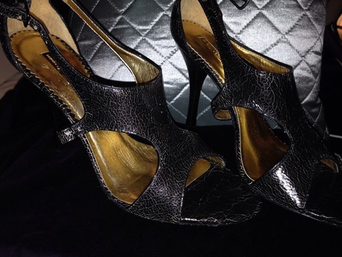 New Black Distressed Leather Report Strappy Heel Sandals SZ 9.5 | eBay