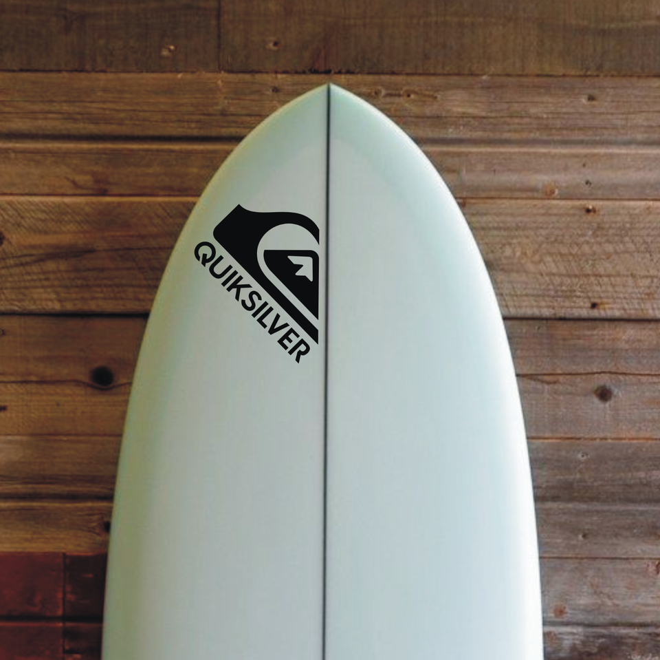 QUIKSILVER Black Vinyl Decal/Sticker 7 in x 5 in Surfboard Die Cut More ...