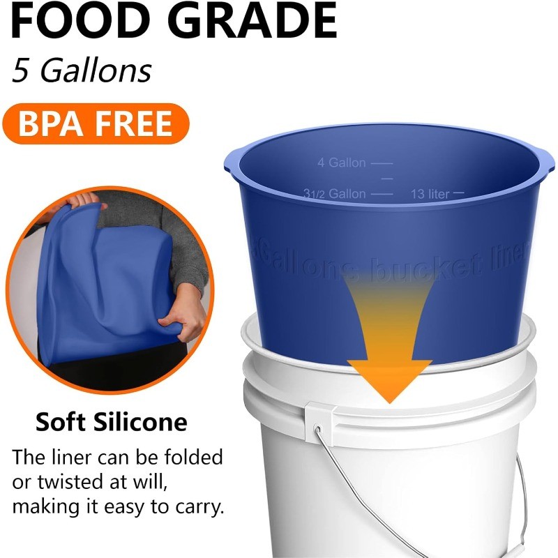 2PCS 5 Gallon Bucket Liner Reusable Rubber Bucket Liners for Concrete ...