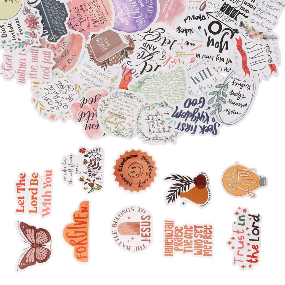 50 Pcs Assorted Color Jesus Christian Stickers Paper Decals For Crafts ...
