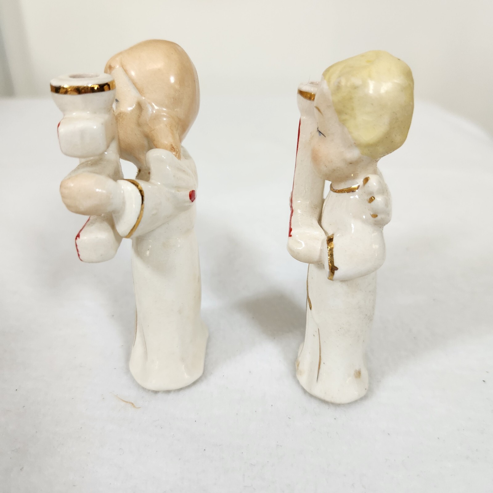 Lefton 1950s Singing Porcelain NOEL Angel Candle Holder Figurines Red ...