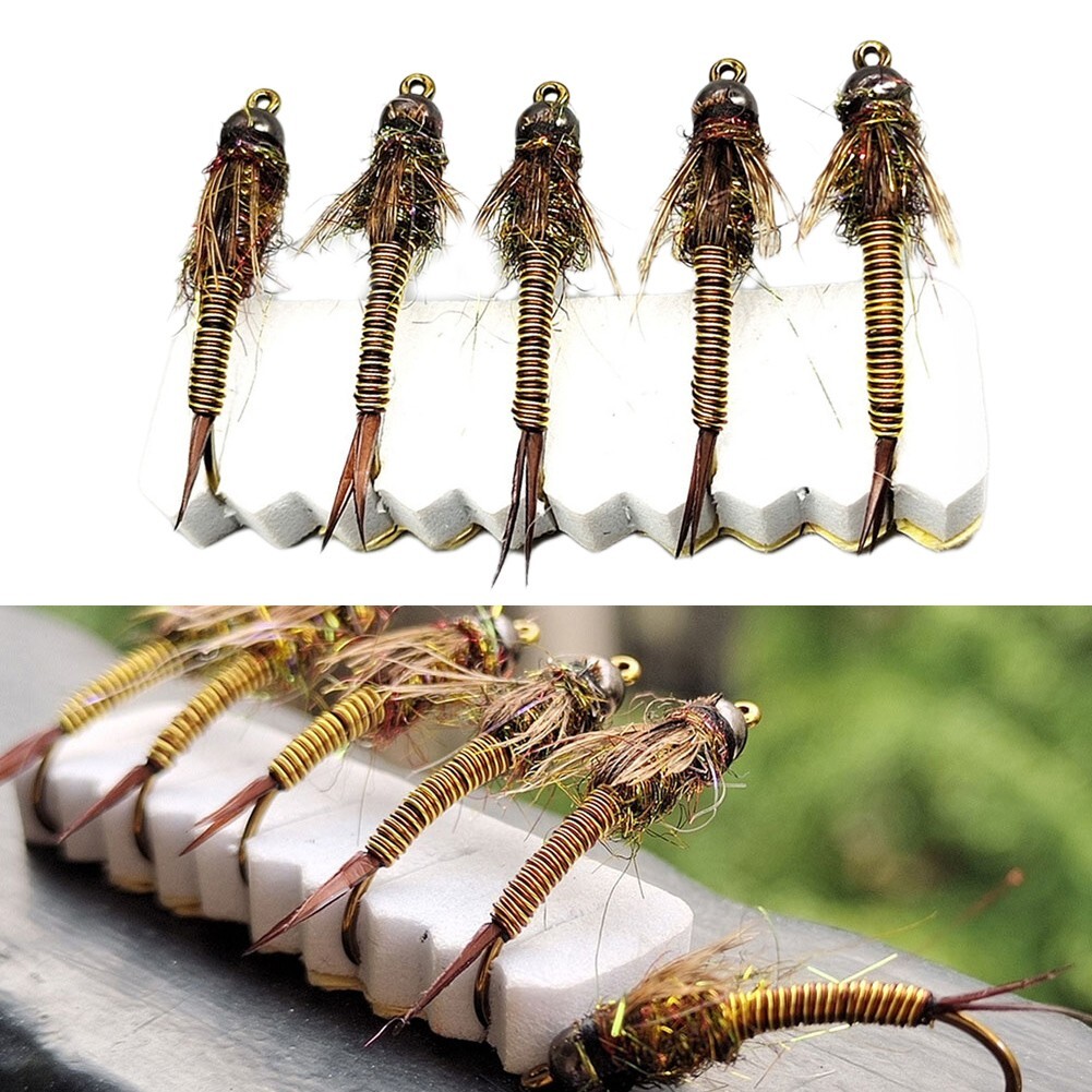 Tungsten Bead Head Nymph Lure Fly Fishing Bait for Trout Bass Grayling ...