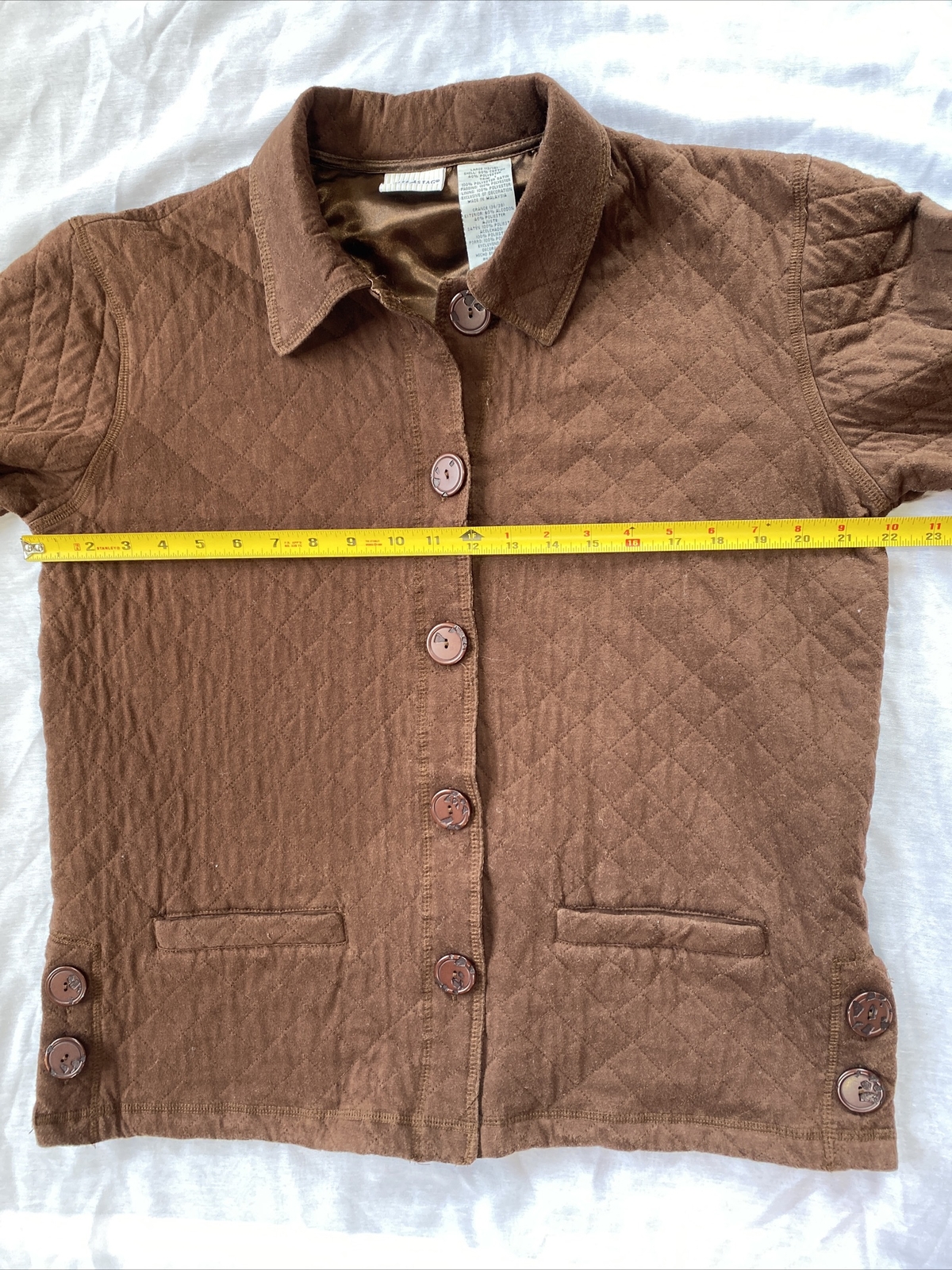 White Stag Brown Quilted Jacket With Satin Cuffs Butt… - Gem