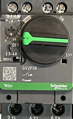 SCHNEIDER GV2P08 Motor Starter/Protector, 690V, 2.5-4A, 3P, Screw Clamp ...