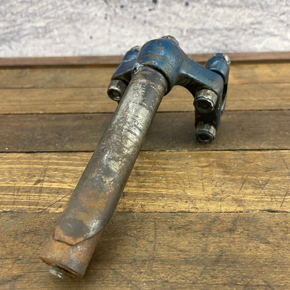 Double Clamp BMX Stem Neck Blue Fits Old School BMX 21.1 Quill 70s 80s ...