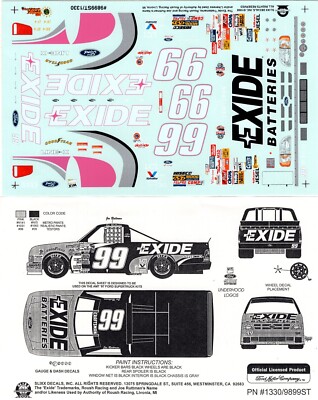 Slixx 1330 #99 Exide truck 1998-Joe Ruttman Nascar decal | eBay