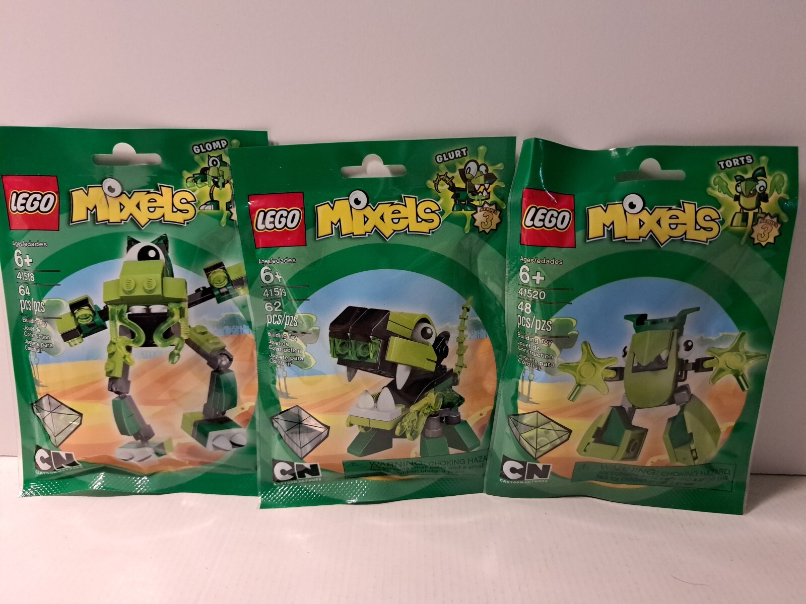 LEGO MIXELS SERIES 3 (SET OF 3-PACKS) 41518-GLOMP, 41519-GLURT, 41520 ...