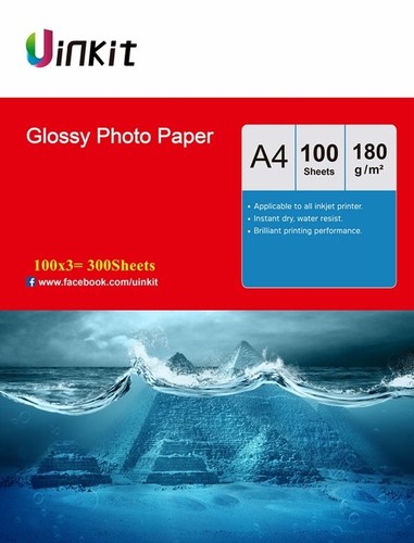 A4 Photo Paper High Glossy 180Gsm Inkjet Paper Printing Uinkit - 300 ...